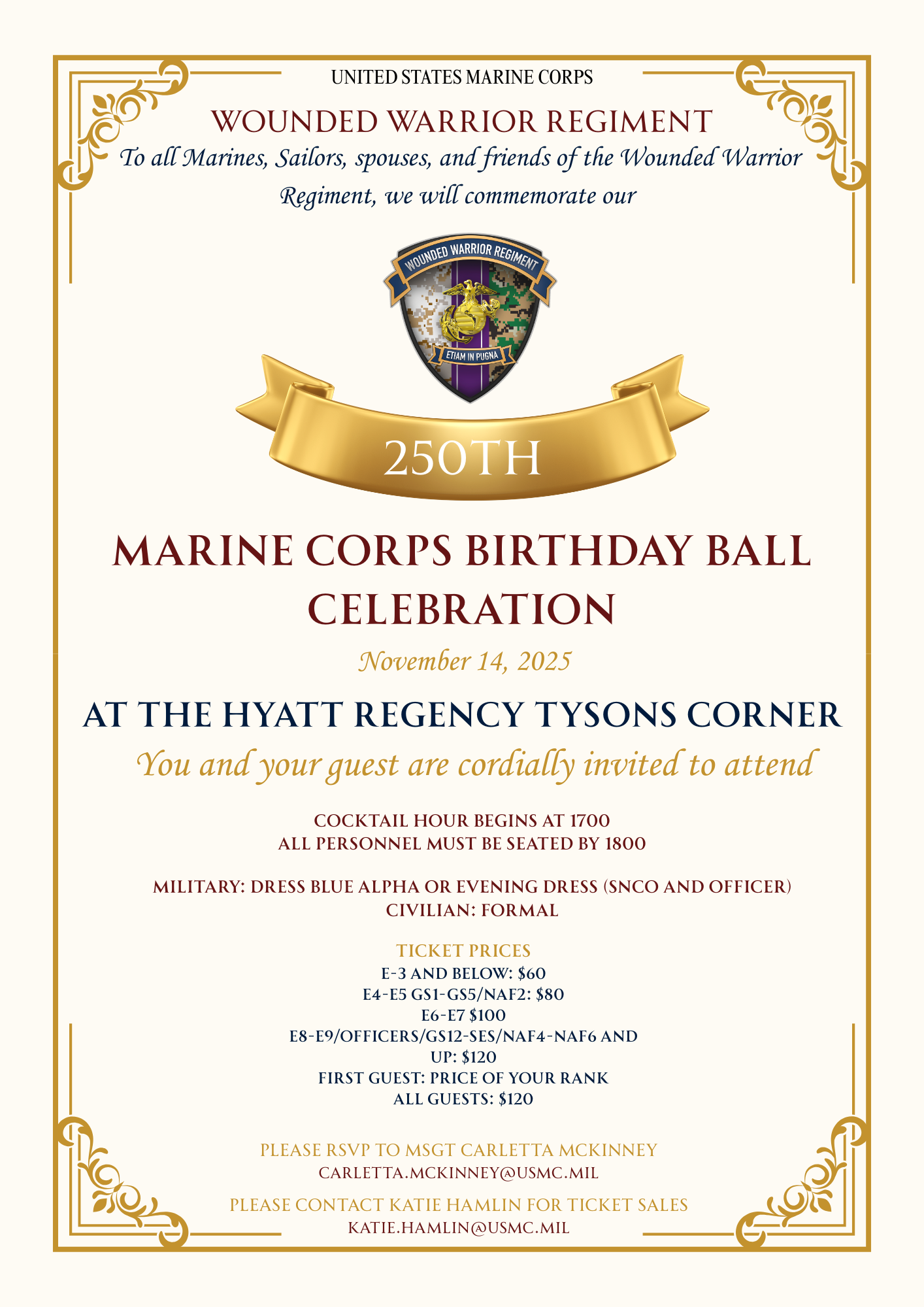 Wounded Warrior Regiment 250th USMC Birthday Ball
